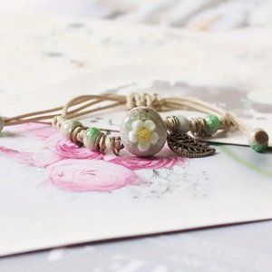 Unknown Jewelry Delicate Ceramic Ornaments Clay Flower Bracelet